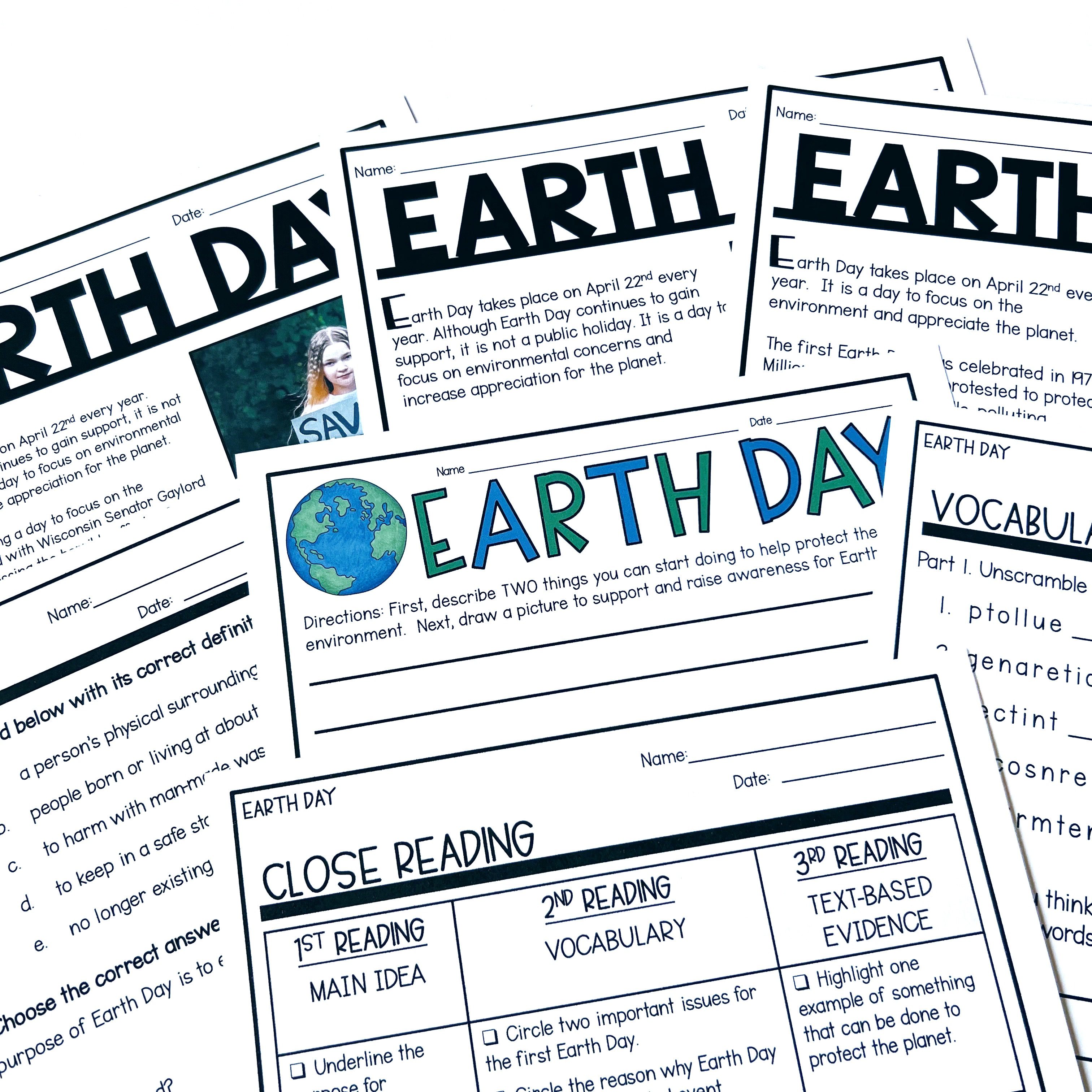 Earth Day Differentiated Reading and Writing Activities - Literacy In Focus
