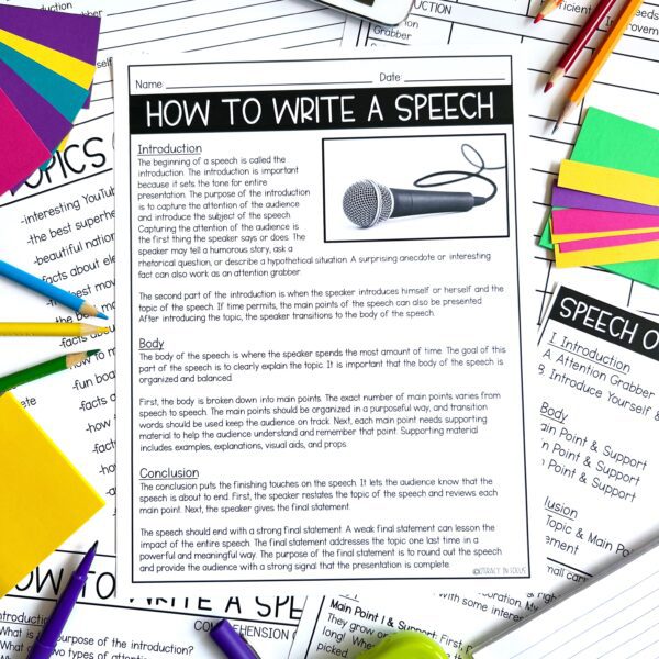 Speech Writing Outline and Format for Students - Literacy In Focus