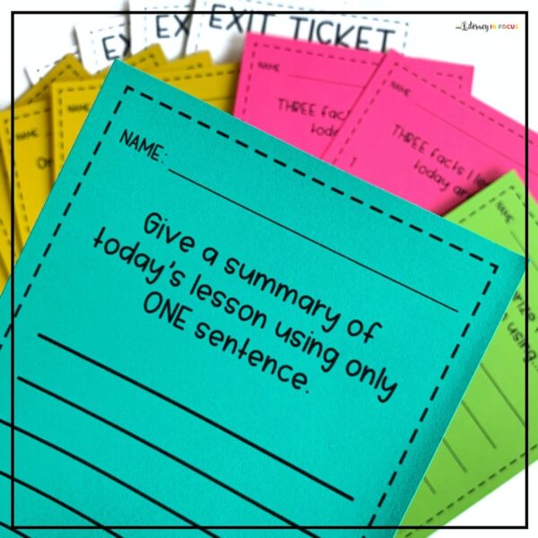 11 Compelling Reasons To Use Exit Tickets - Literacy In Focus