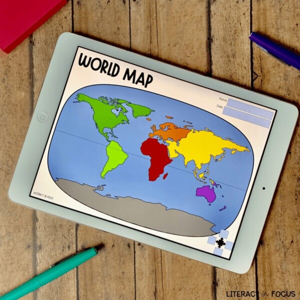 Printable World Map Worksheet and Quiz | Literacy In Focus