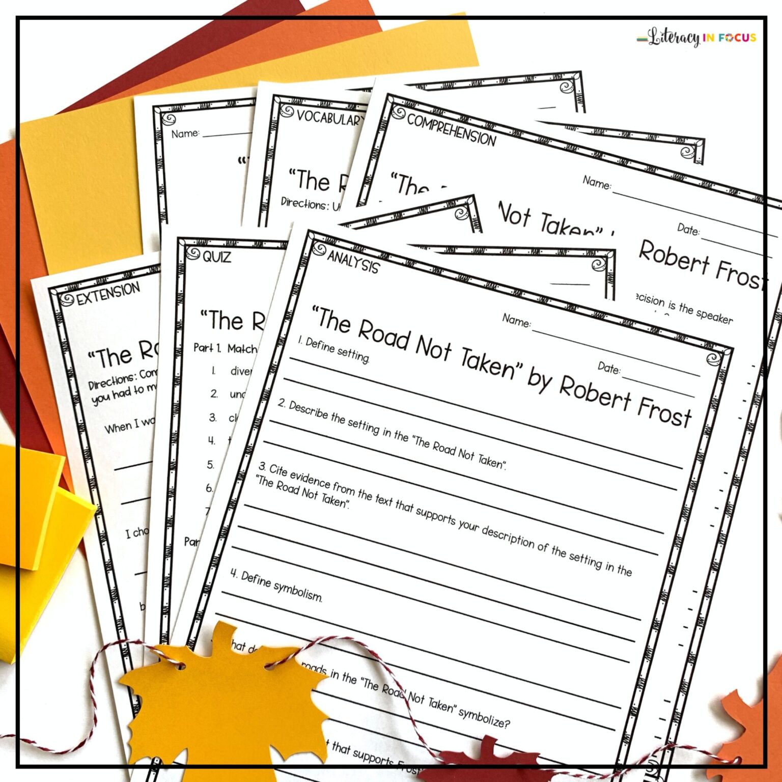 Robert Frost's "The Road Not Taken" Lesson Plan PDF - Literacy In Focus