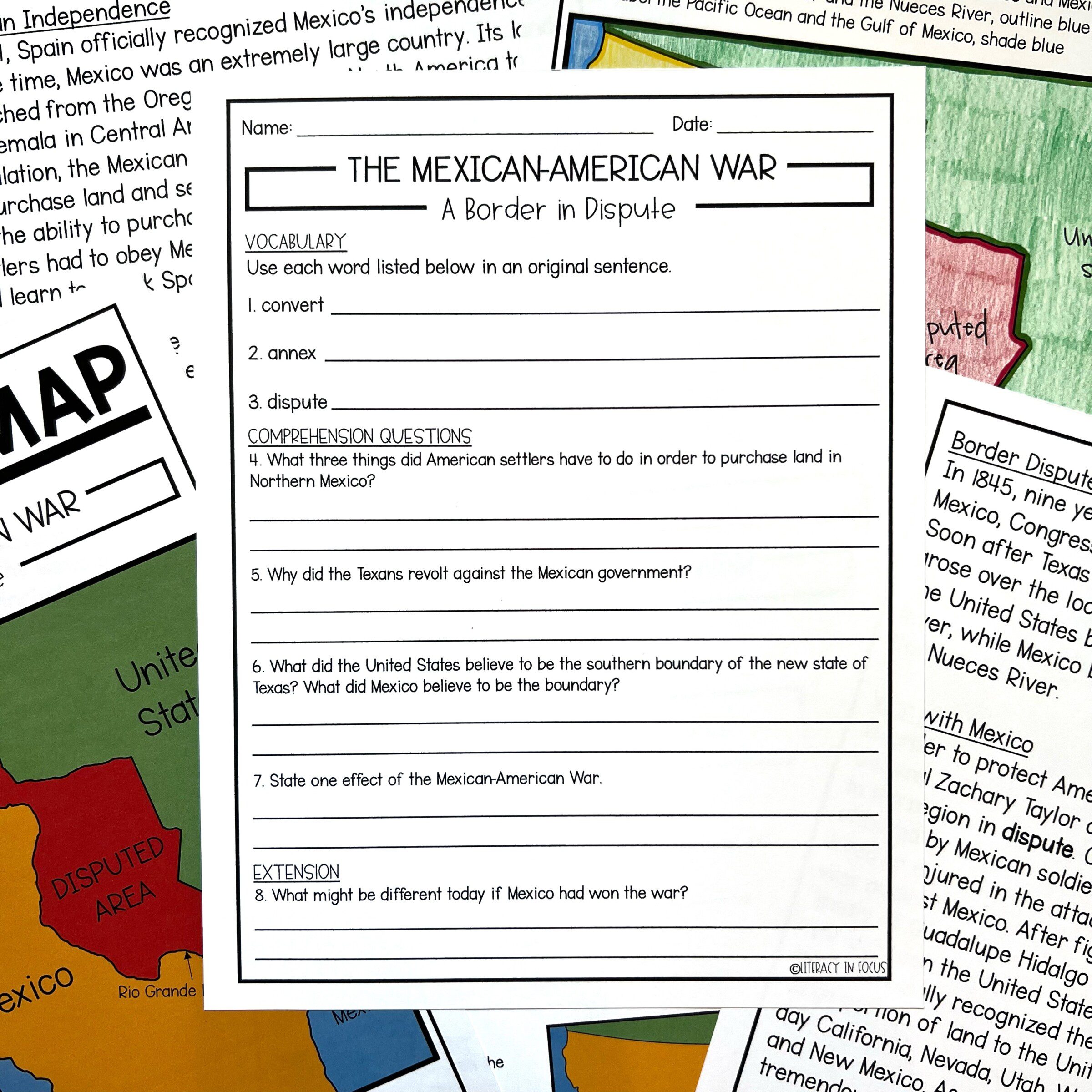 Mexican-American War Lesson Plan and Map Activity - Literacy In Focus