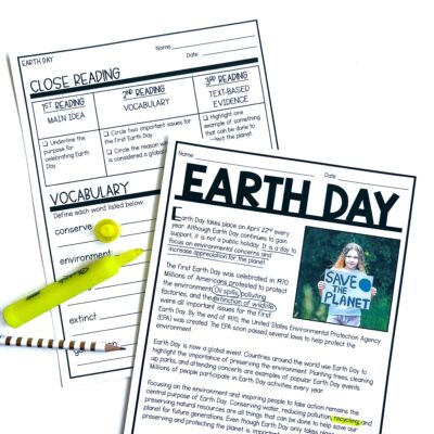 Earth Day Differentiated Reading and Writing Activities - Literacy In Focus