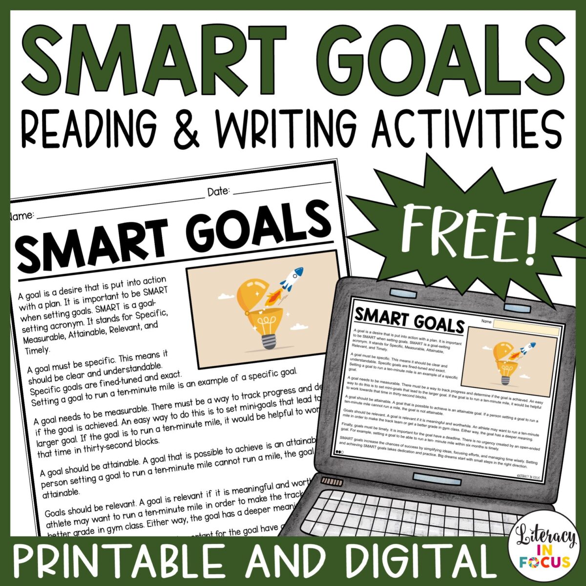 Free SMART Goals Planning Template for Elementary and Middle School ...