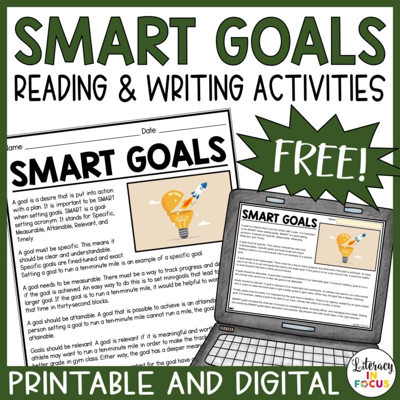 Free SMART Goals Planning Template for Elementary and Middle School ...
